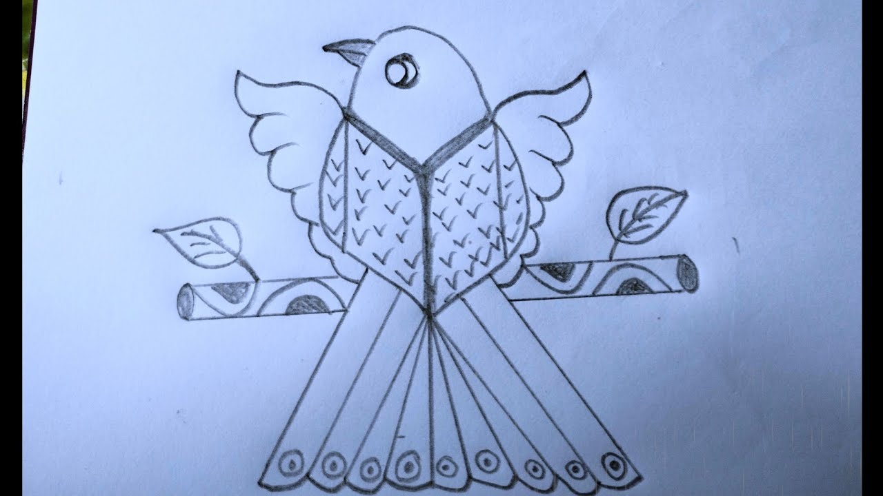 How to draw a Parrot with the letter M/parrot drawing easy/drawing with ...