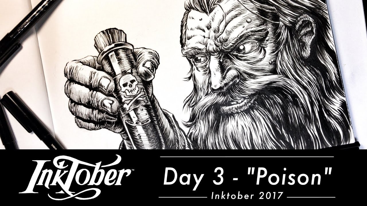 Inktober 2017 Time-lapse - Day 3 "Poison" - YouTube