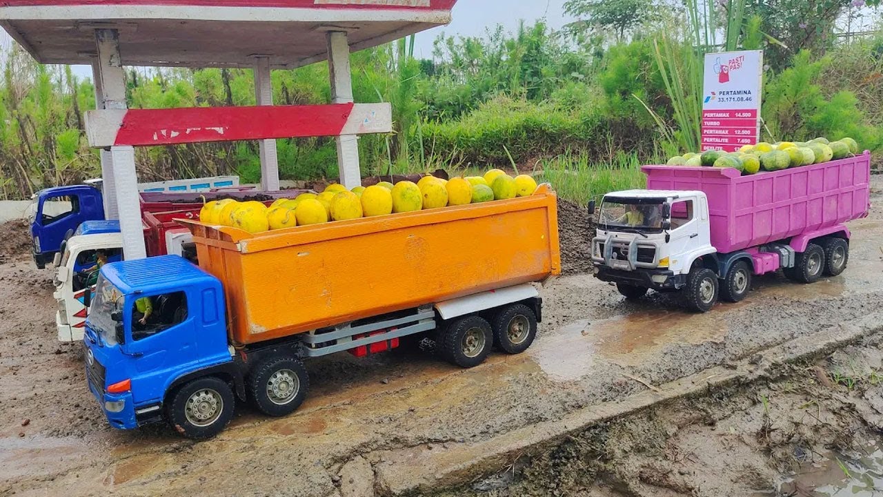 Muatan Melon Mobil Truk Tronton Panjang Rc Handmade Hino 500 Tribal ...