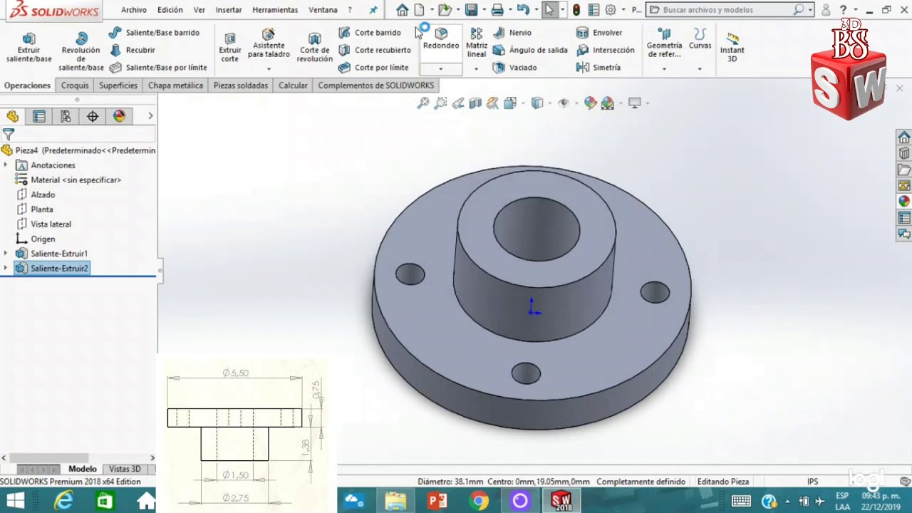 Practica 2 Solidworks |Operaciones Básicas| - YouTube