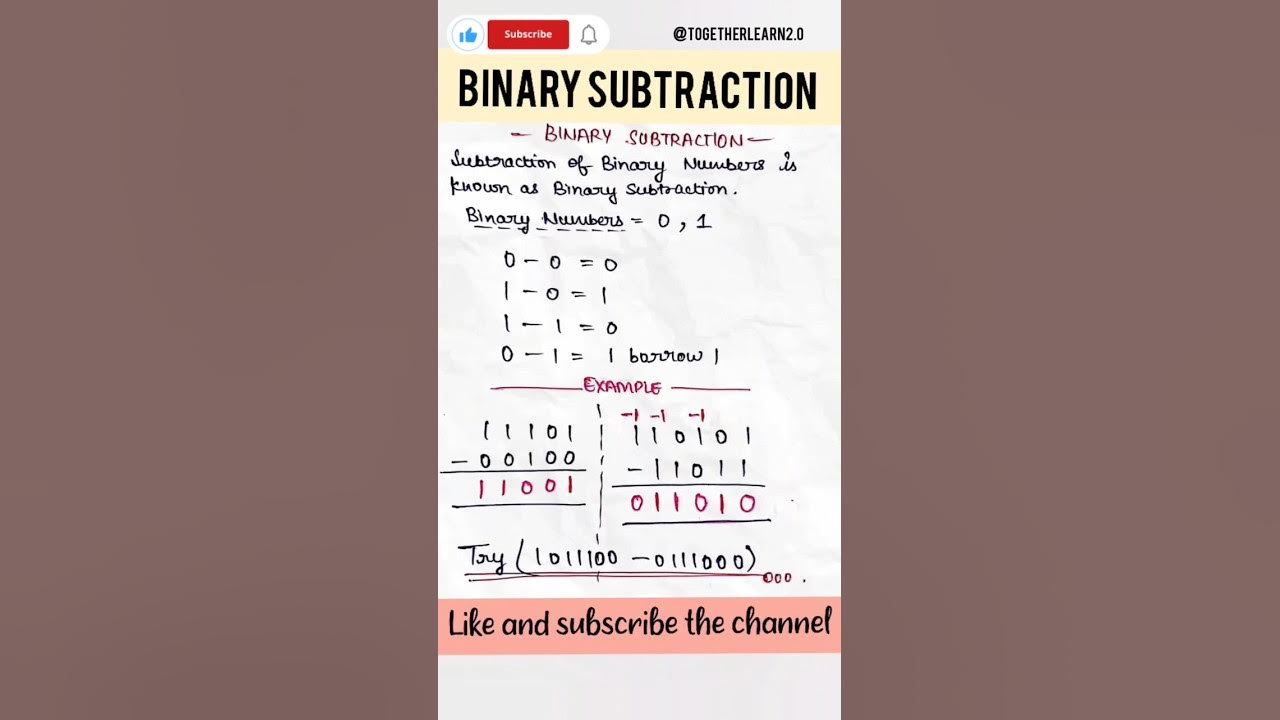Binary Subtraction How To Subtract Binary Numbers shorts YouTube binary-subtraction-how-to-subtract-binary-numbers-shorts-youtube