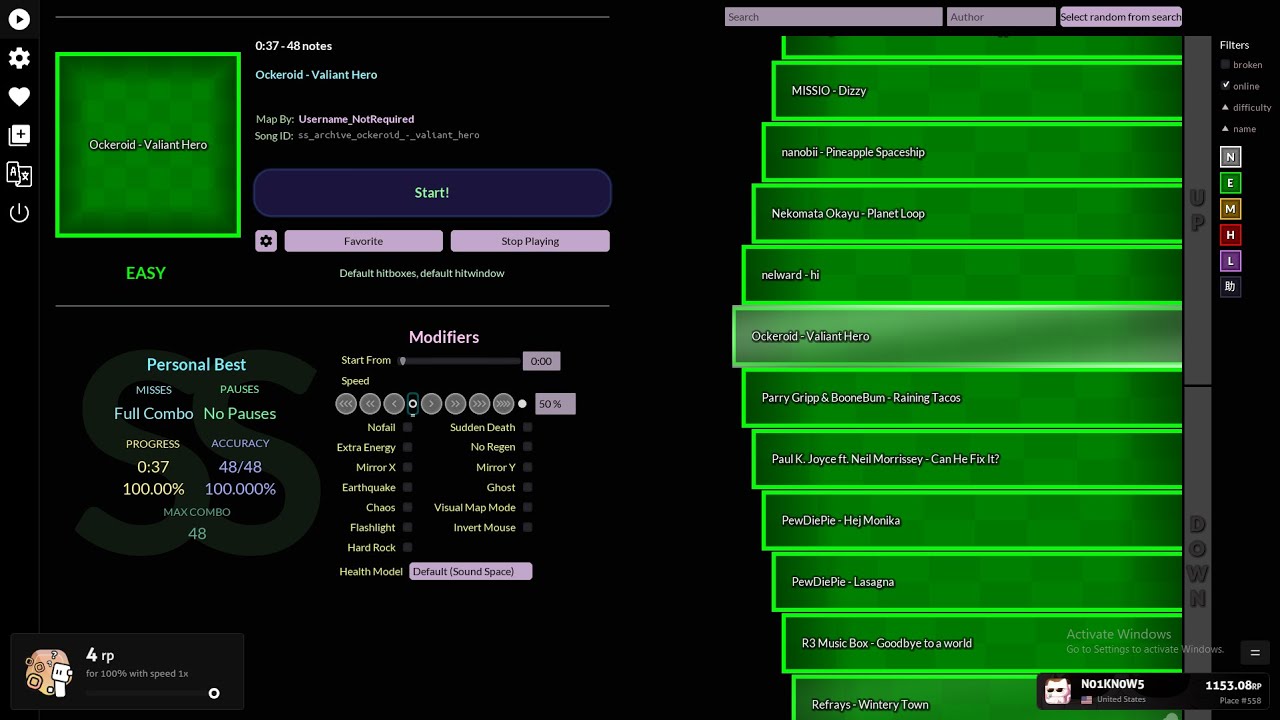 Ockeroid - Valiant Hero (100% SS) - YouTube