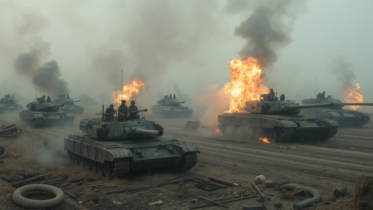 Brutal Attack!When US M1A2 ABRAMS Destroy a Column of Russian T-72 ...