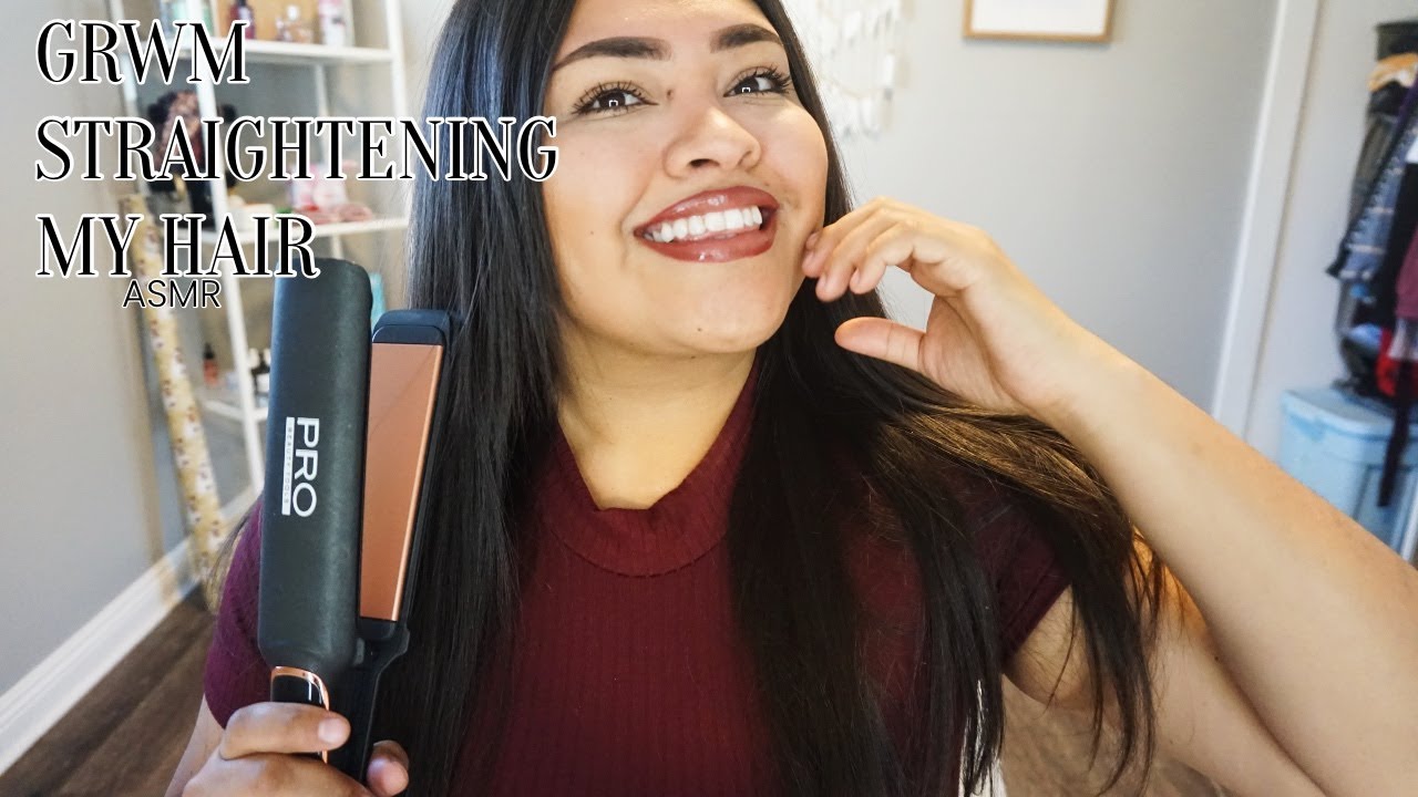 Asmr GRWM |straightening hair | soft spoken - YouTube