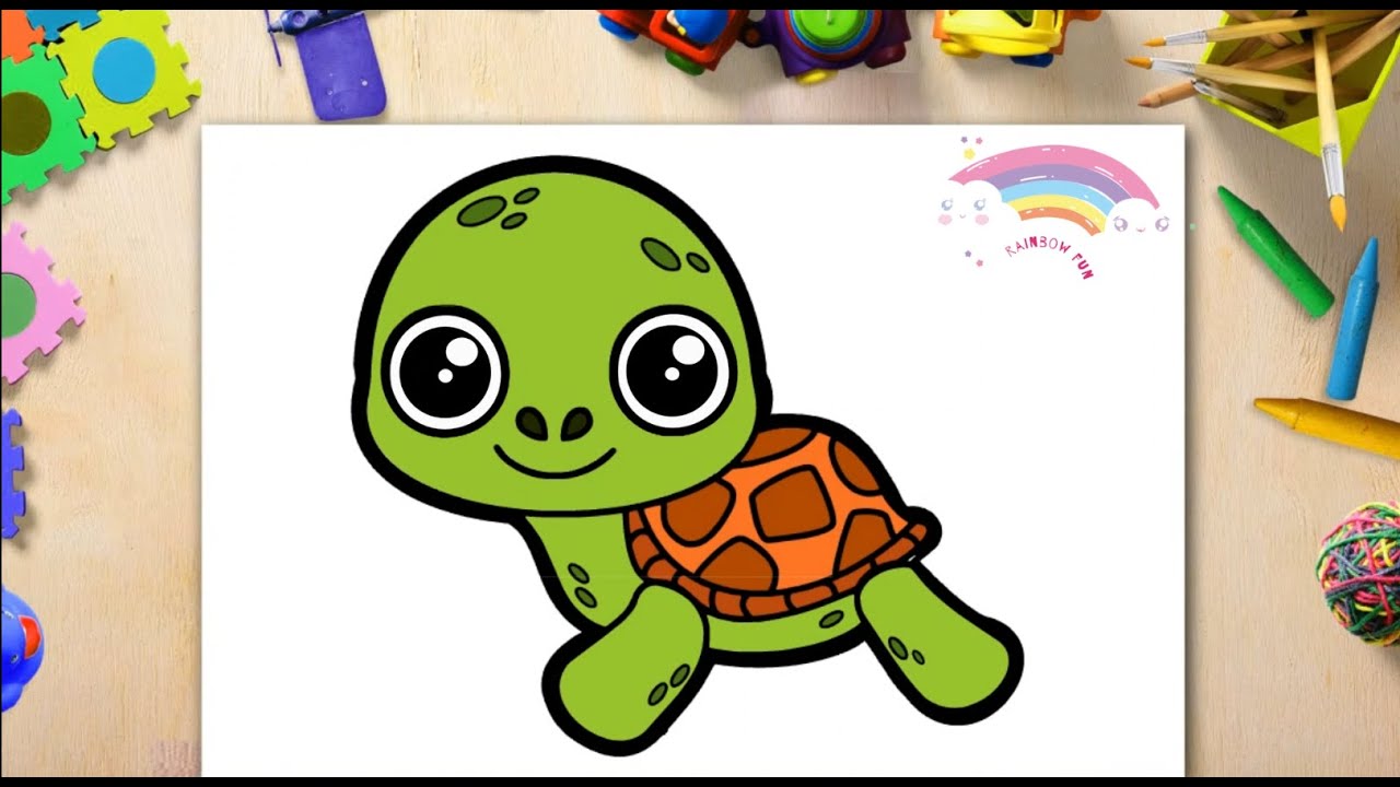 Drawing a Cute Cartoon Tortoise in 5 Minutes! - YouTube