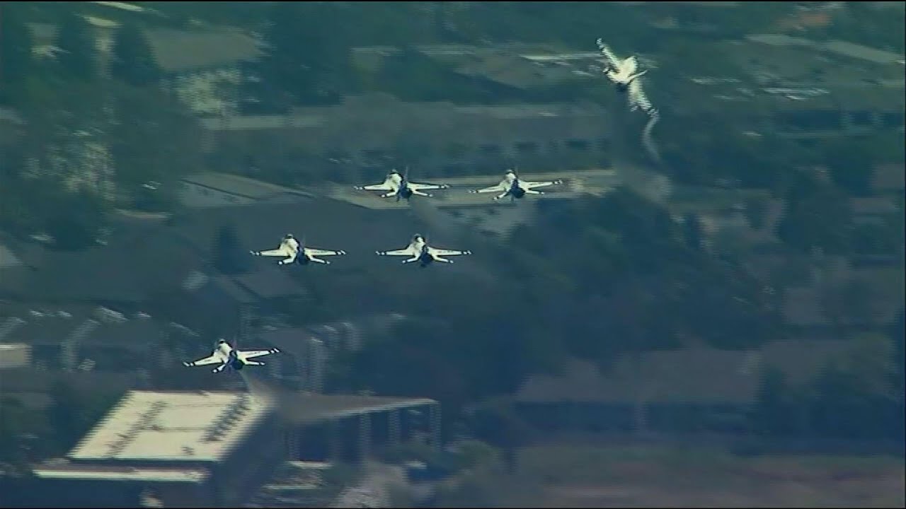 Thunderbirds salute workers in California flyover - YouTube