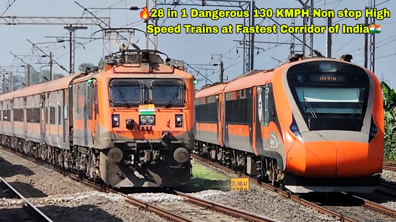 🔥Dangerous 130 KMPH PUSH PULL AMRIT BHARAT + HOWRAH RAJDHANI Non stop ...