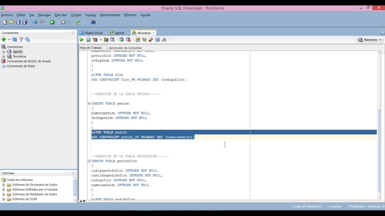 CREACION DE BBDD MEDIANTE SENTENCIAS SQL EN ORACLE - YouTube