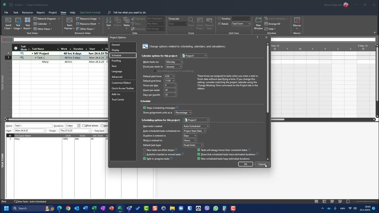 137. Customized resource calendar and its effect on task duration - Microsoft Project Online ...