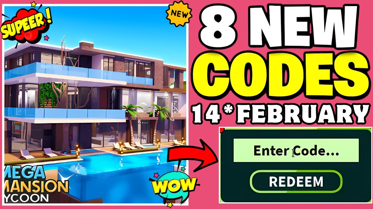 🌟NEW AND LATEST! [💘VALENTINES!] CODES🌟 MEGA MANSION TYCOON ROBLOX CODES ...