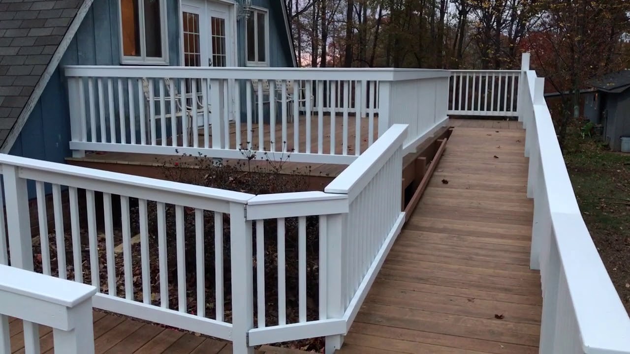 Handicapped wheelchair ramp and deck completed - YouTube
