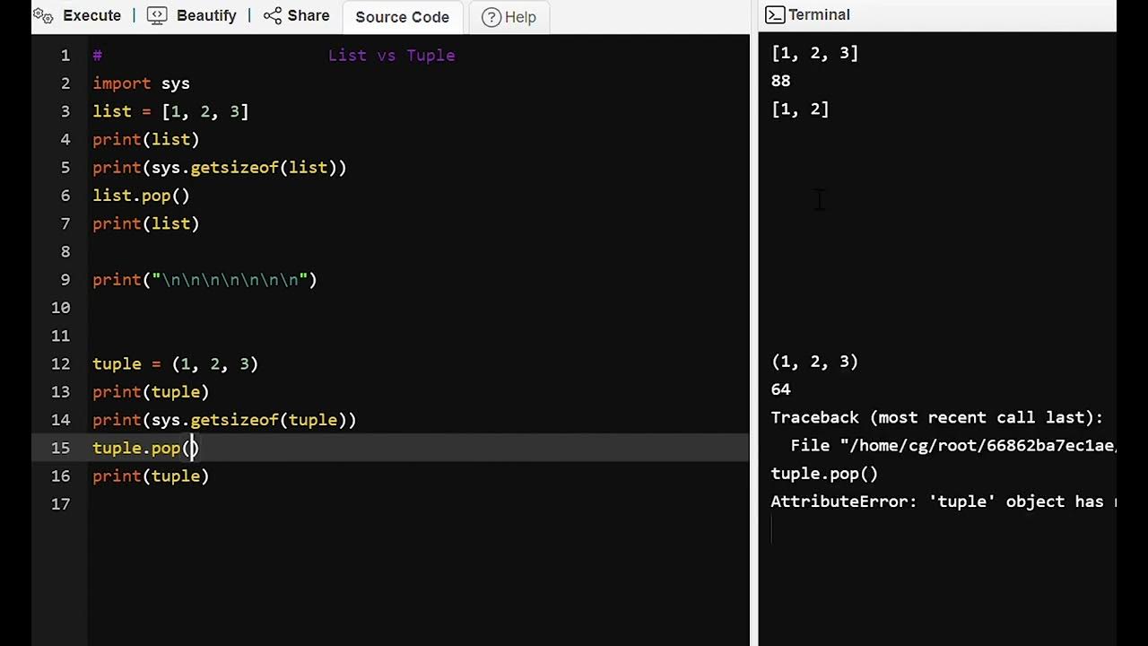 List vs Tuple in Python Important Interview Question - YouTube