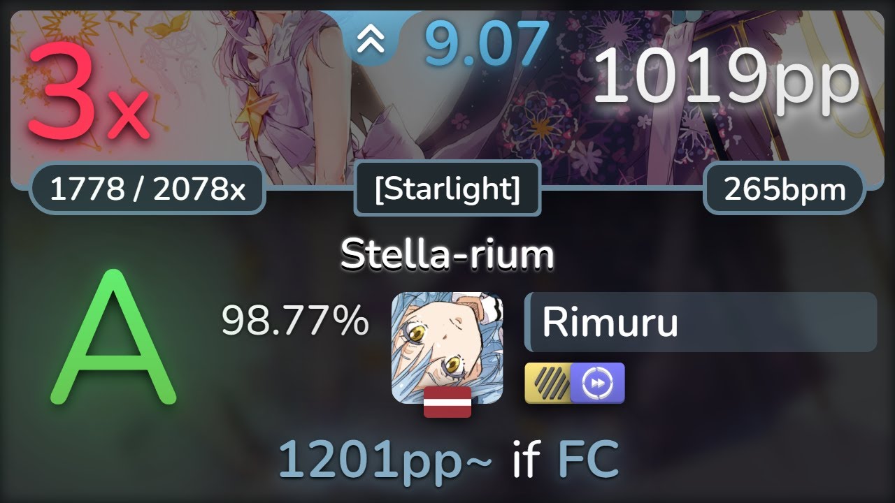 9.1⭐ Rimuru | Kano - Stella-rium [Starlight] +HDDT 98.77% (1019pp 3 ) - osu! - YouTube