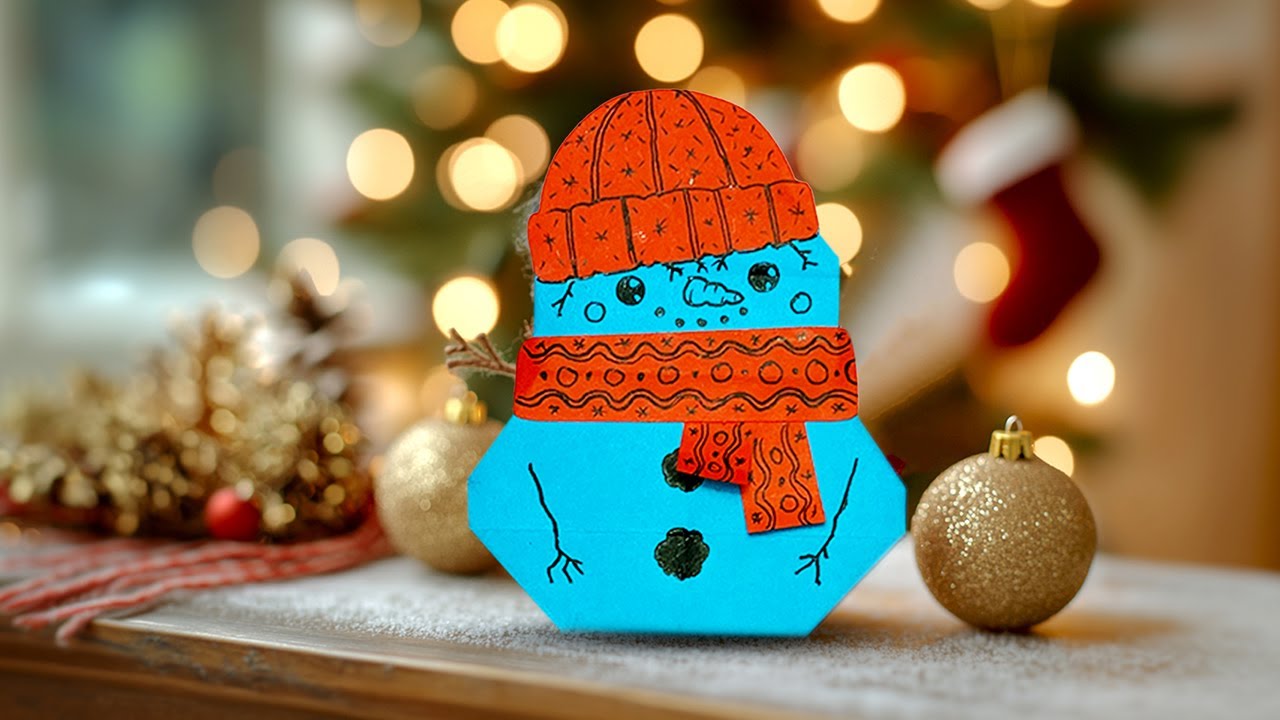 🎄 How to Fold a Christmas Snowman from Paper 🎅 Festive Origami Craft ...