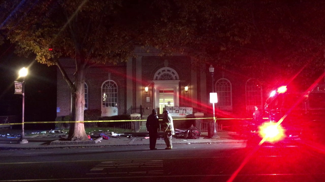 Amherst Post Office bus stop crash - YouTube