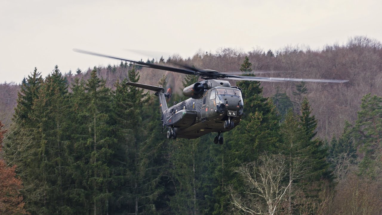 CH-53GE 84+44 take-off during exercise - YouTube