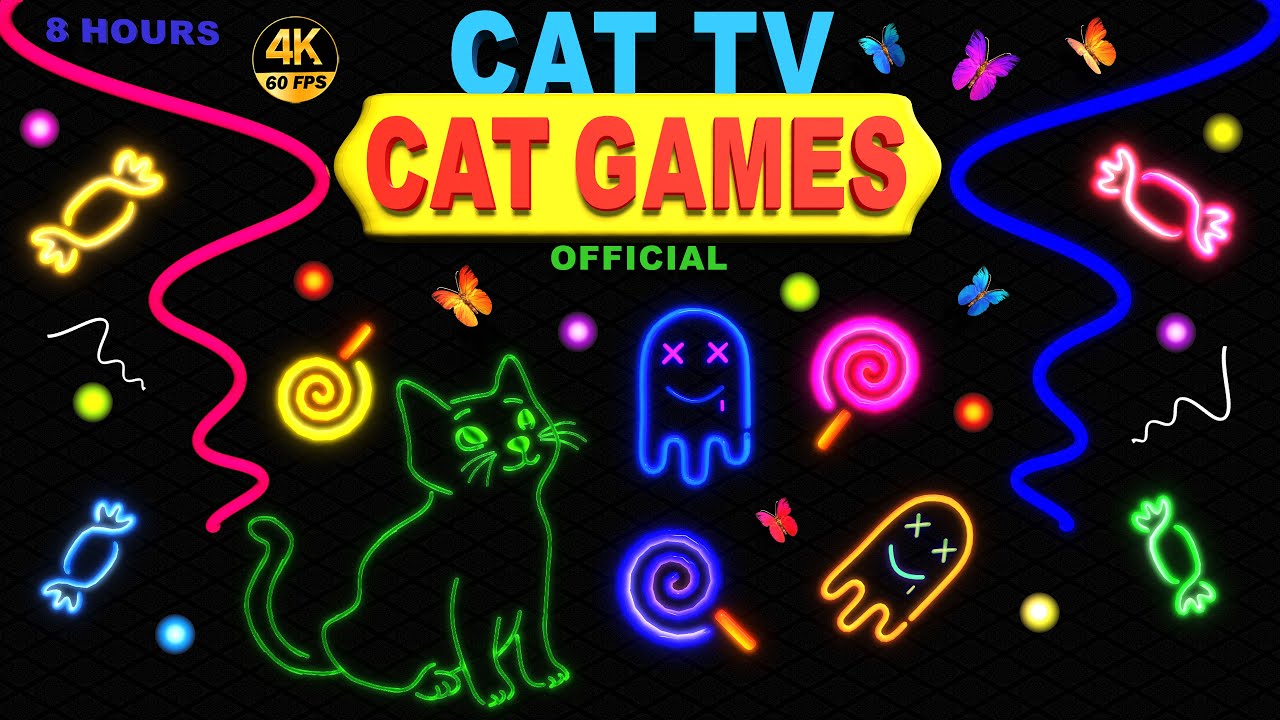 CAT GAMES | VIDEOS FOR KITTEN TO WATCH NEON, LASER & STRING | CAT TV 4K ...