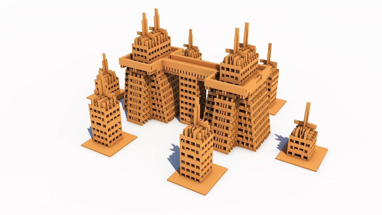 futuristic pyramid of KEVA planks - YouTube