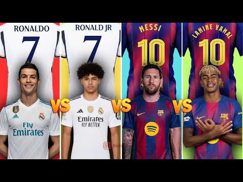 Comparison: Ronaldo vs Messi vs Lamine Yamal vs Ronaldo Jr