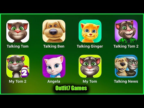 Talking Tom,Talking Ginger,Talking Tom 2,Talking Angela,Talking News Tom & Ben,Talking Ben Gameplay