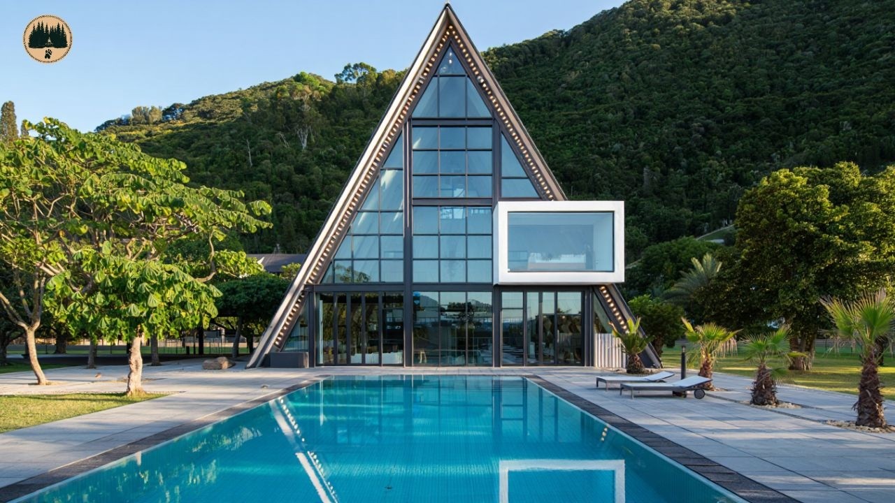 Incredible A-Frame Home Build With Outdoor Pool And Beautiful Landscape ...