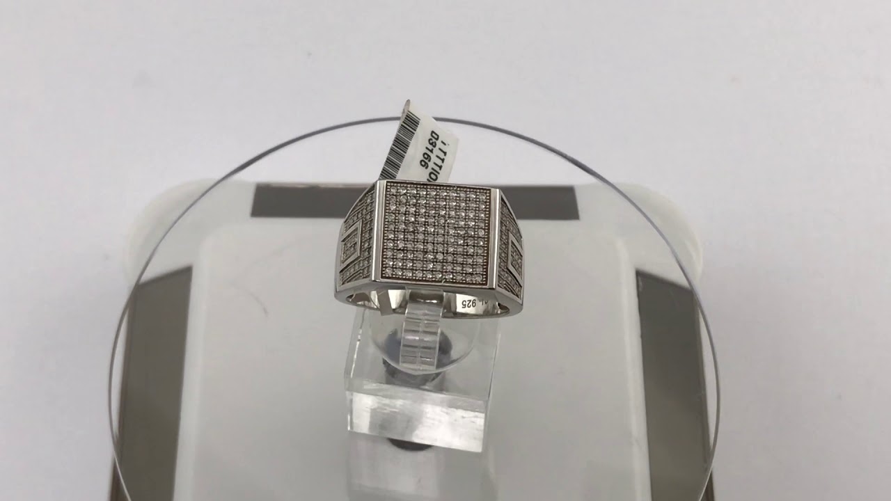 Men's CI 925 Sterling Silver CZ Fashion Ring - YouTube