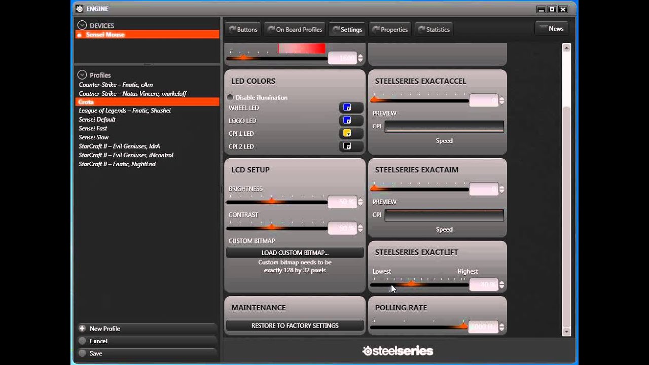 Steelseries Sensei - Review - Software and Feature List - YouTube