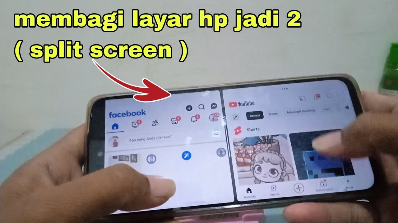 Cara membagi layar hp jadi dua (split screen). - YouTube