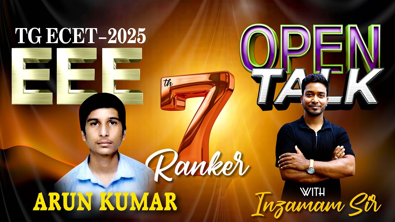 TG ECET-2025 || EEE STATE 7TH RANKER K ARUN KUMAR || OPEN TALK WITH ...