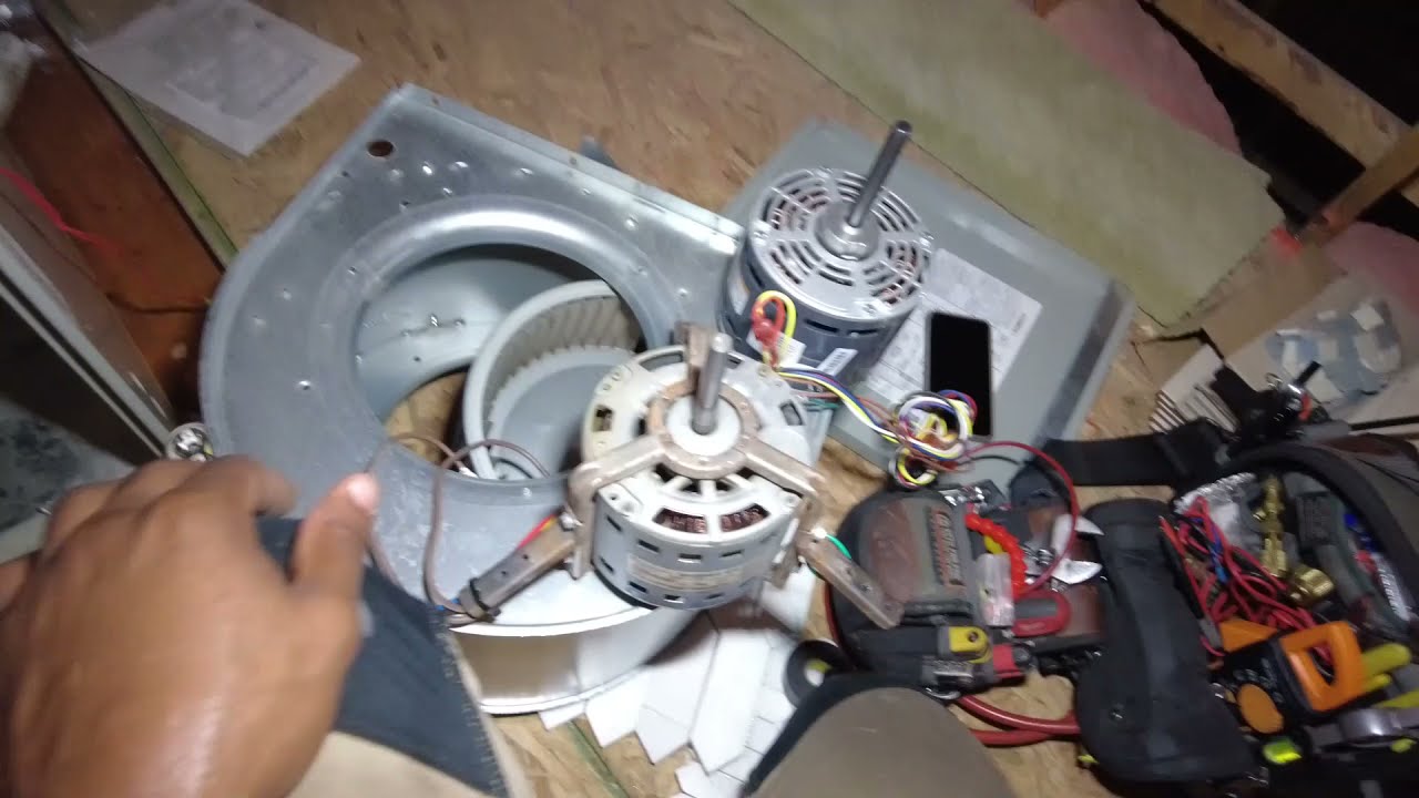 HVAC Tech Replacing a Blower Motor in 110 Degree Attic | PSC Blower ...