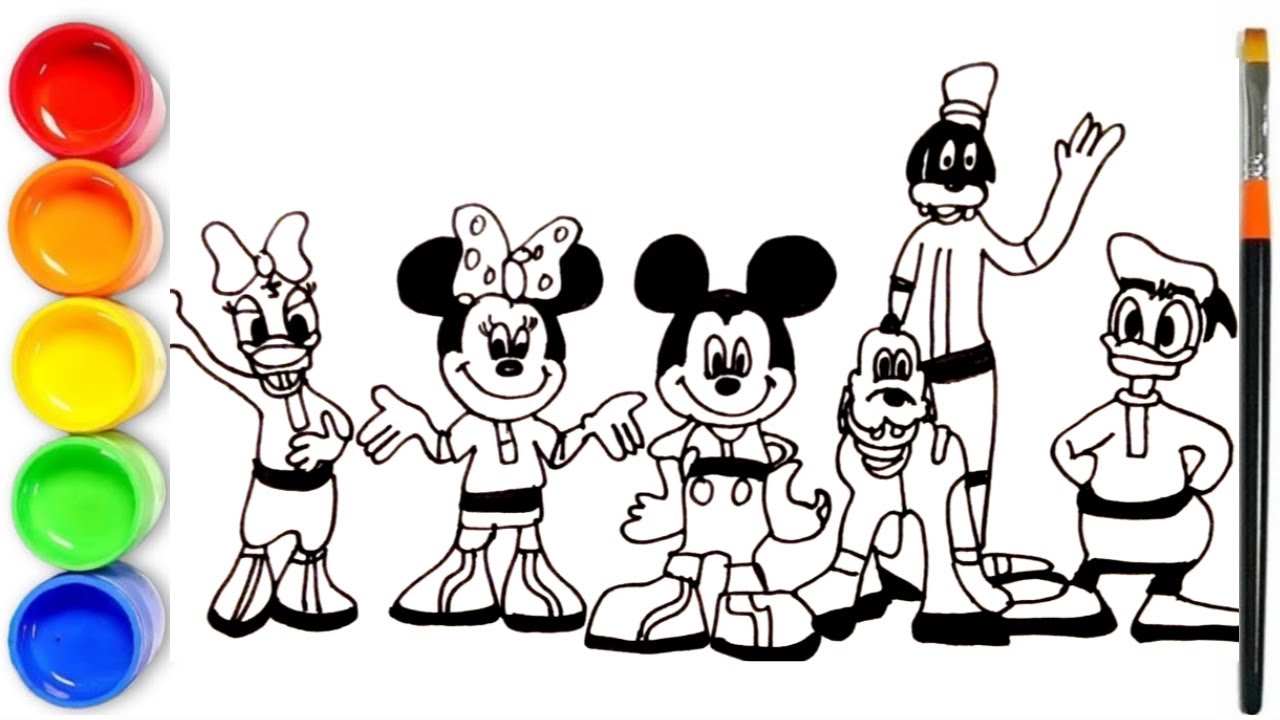 How to draw Mickey Mouse ClubHouse, Minnie Mouse, Donald Duck, Daisy ...
