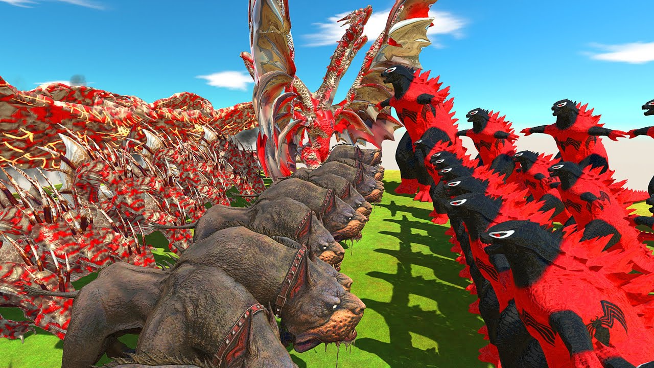 VENOM Godzilla 2014 Vs Swarm of multi-headed scary monsters Death run ...