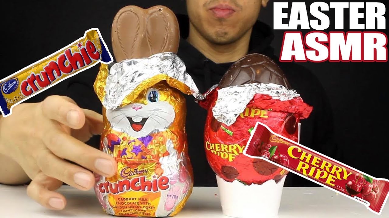 [ASMR] CHOCOLATE ASMR-CRUNCHIE BUNNY & CHERRY RIPE EGG - YouTube