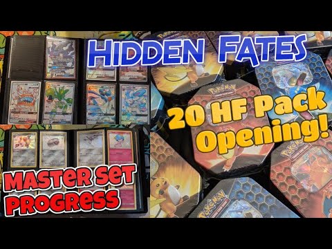 Pokemon HIDDEN FATES MASTER SET Progress + 20 Packs Opening! - YouTube