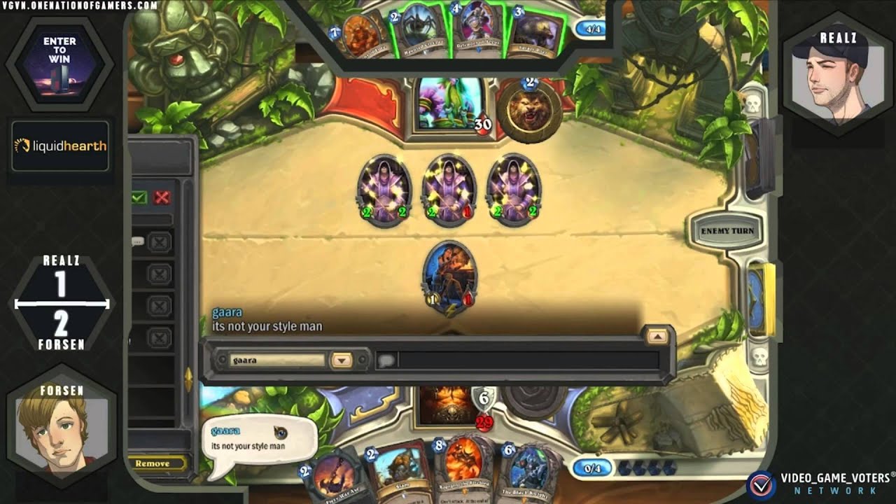 Hearthstone : VGVN Naxxramas Tournament Semi Finals - Forsen vs Realz ...