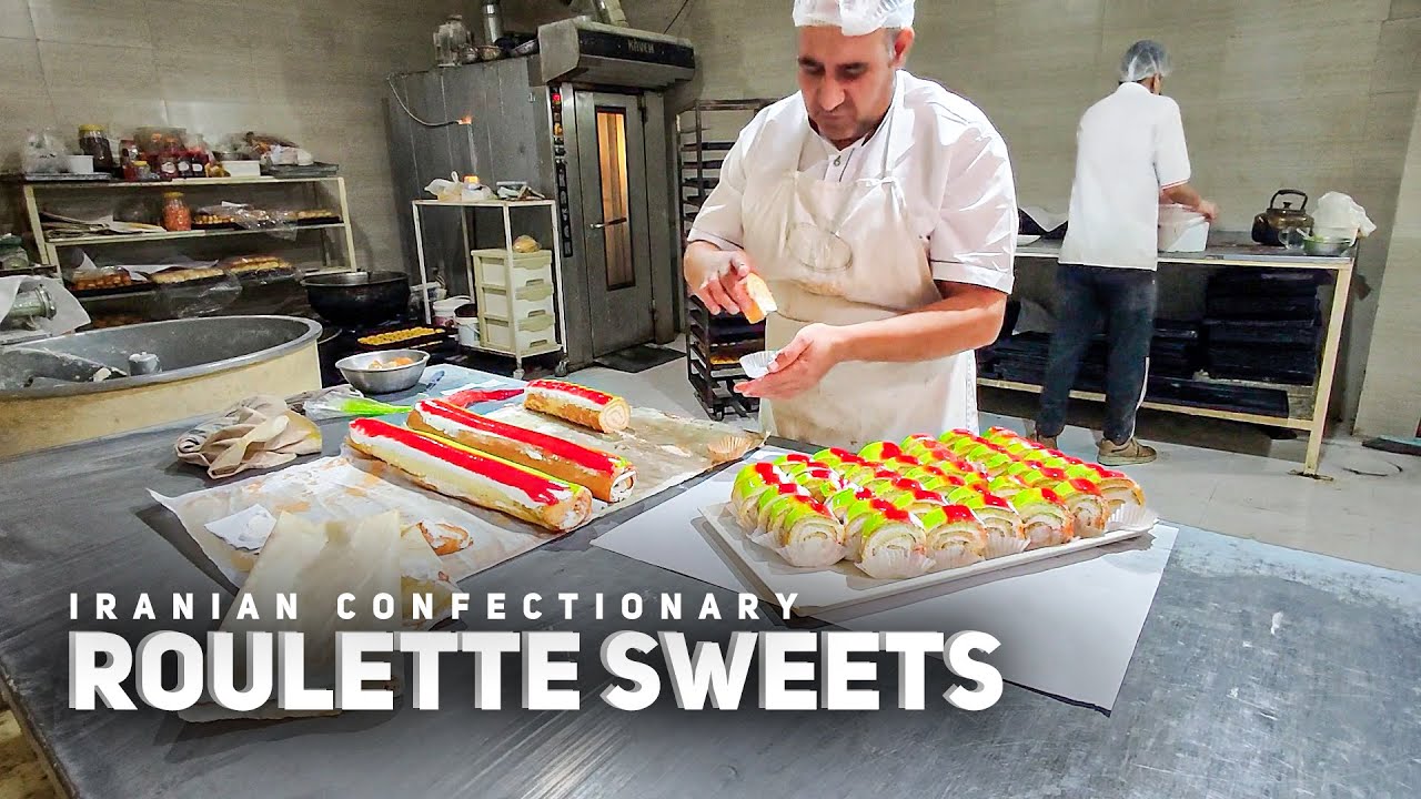 YALDA ROULETTE | Baking Yalda Roulette In IRAN | Iranian confectionary ...