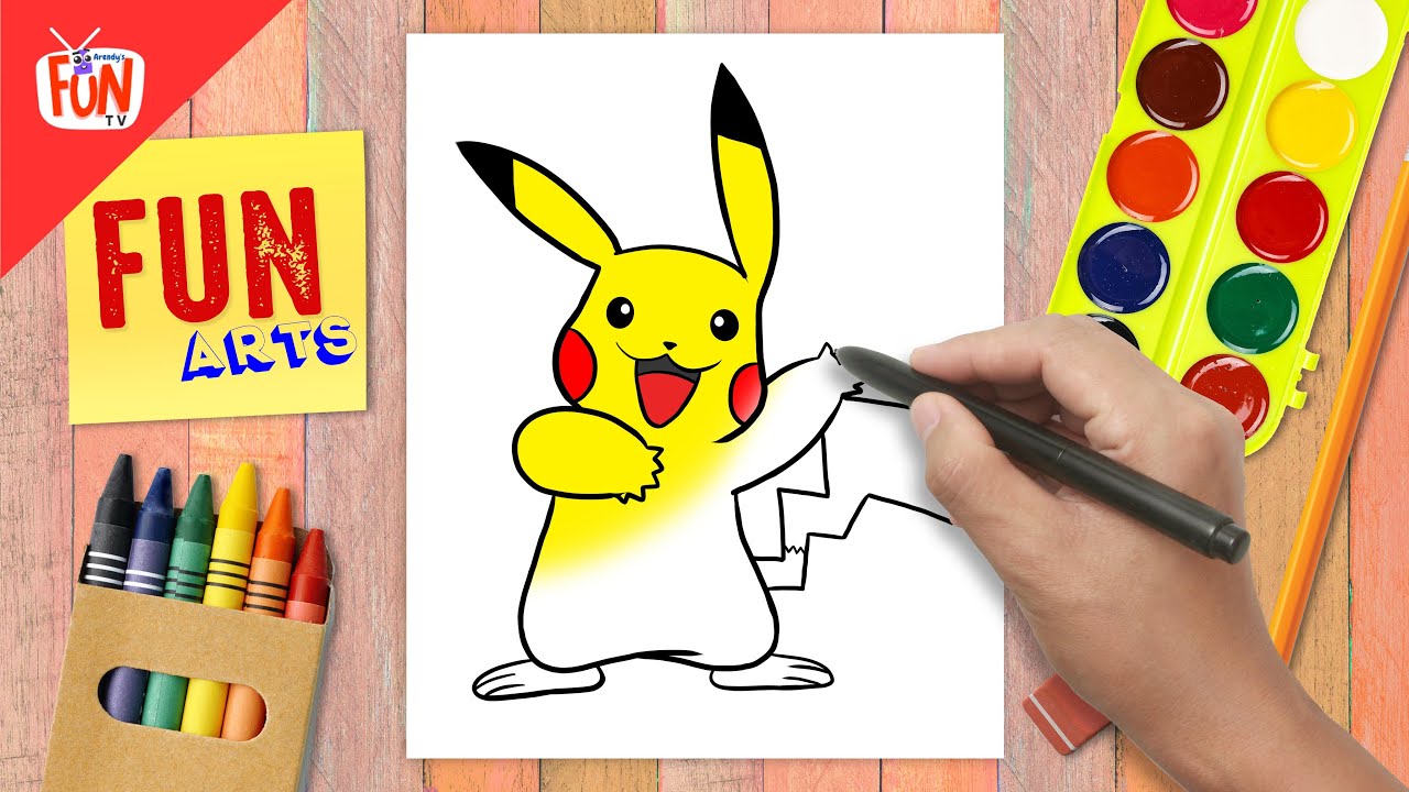 How to Draw and Color: Pikachu in 4 Steps (Tutorial for Kids) - YouTube