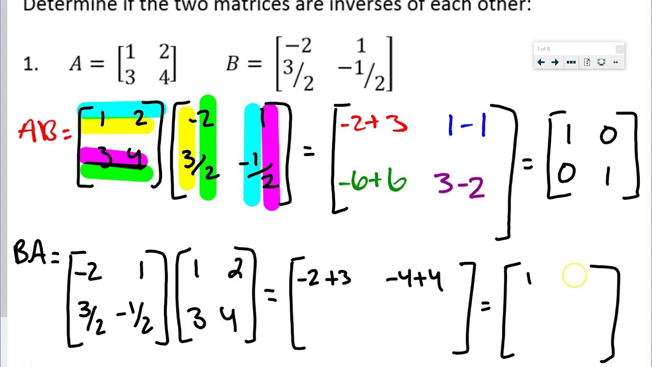 Alg 2_ Matrix Inverses - YouTube