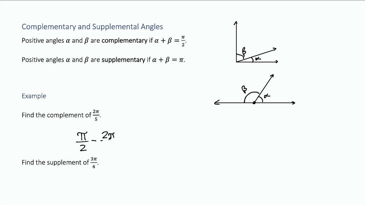 Complementary and Supplementary Angles (Radian Measure) - YouTube