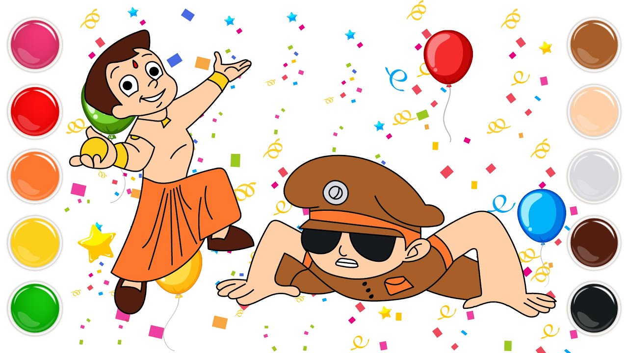 How To Chhota Bheem & Little Singham | Step By Step Draw & Color ...