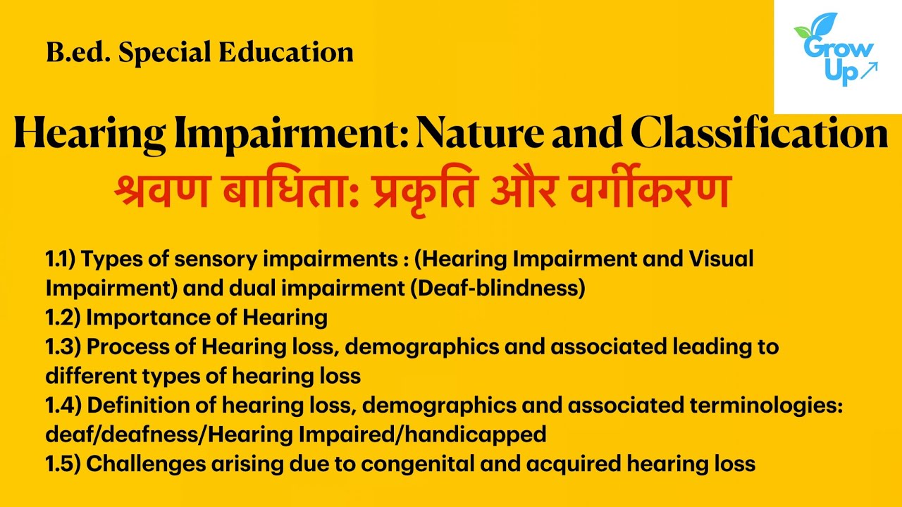 Hearing Impairment: Nature and Classification / श्रवण बाधिता: प्रकृति ...