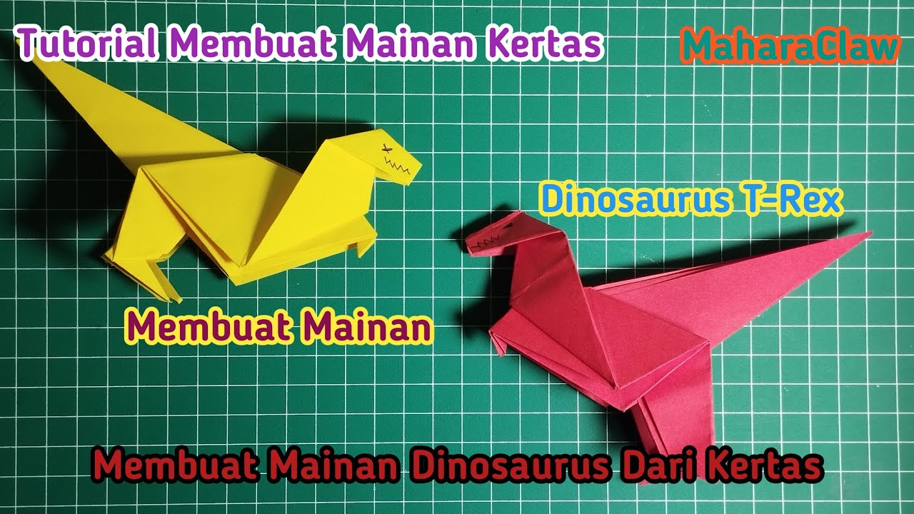 Mainan Kertas - Cara Membuat Dinosaurus dari Kertas Origami - YouTube