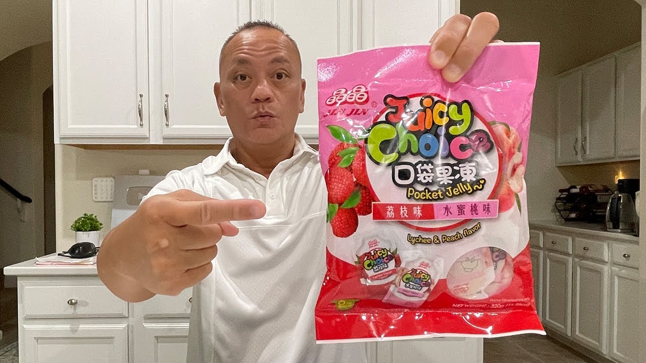 👂 ASMR JIN JIN JUICY CHOICE POCKET JELLY LYCHEE & PEACH FLAVOR EATING ...