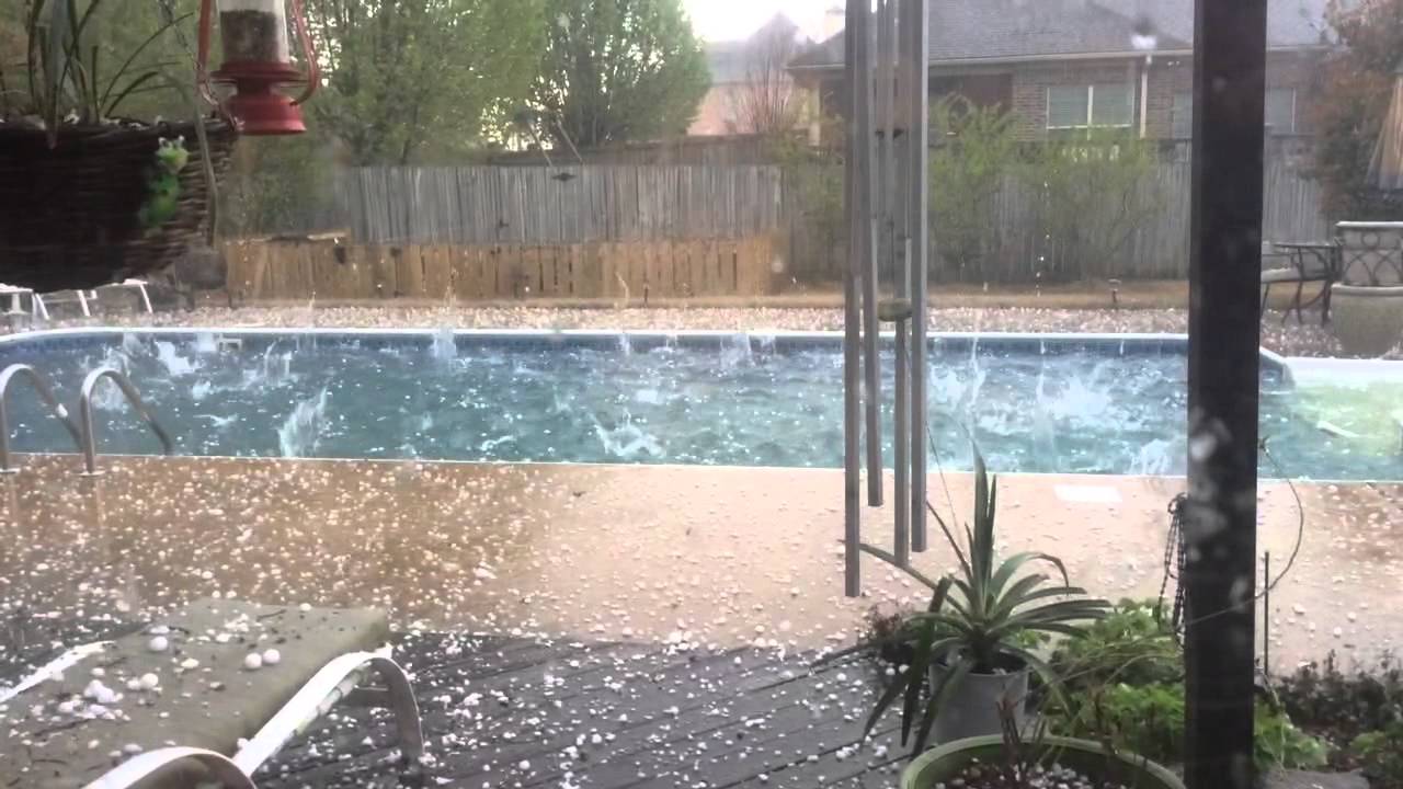 HUGE Hail Stones Slam Into My Pool (Bryant, AR) - YouTube