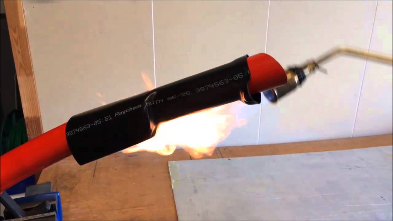 Shrinking thick wall heatshrink tubing with a torch - YouTube