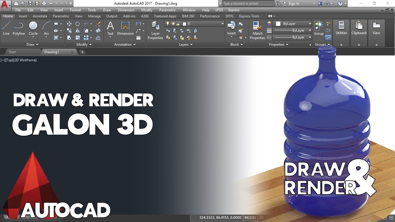Cara Menggambar dan Render Galon 3D di AutoCAD | Tutorial AutoCAD 3D ...