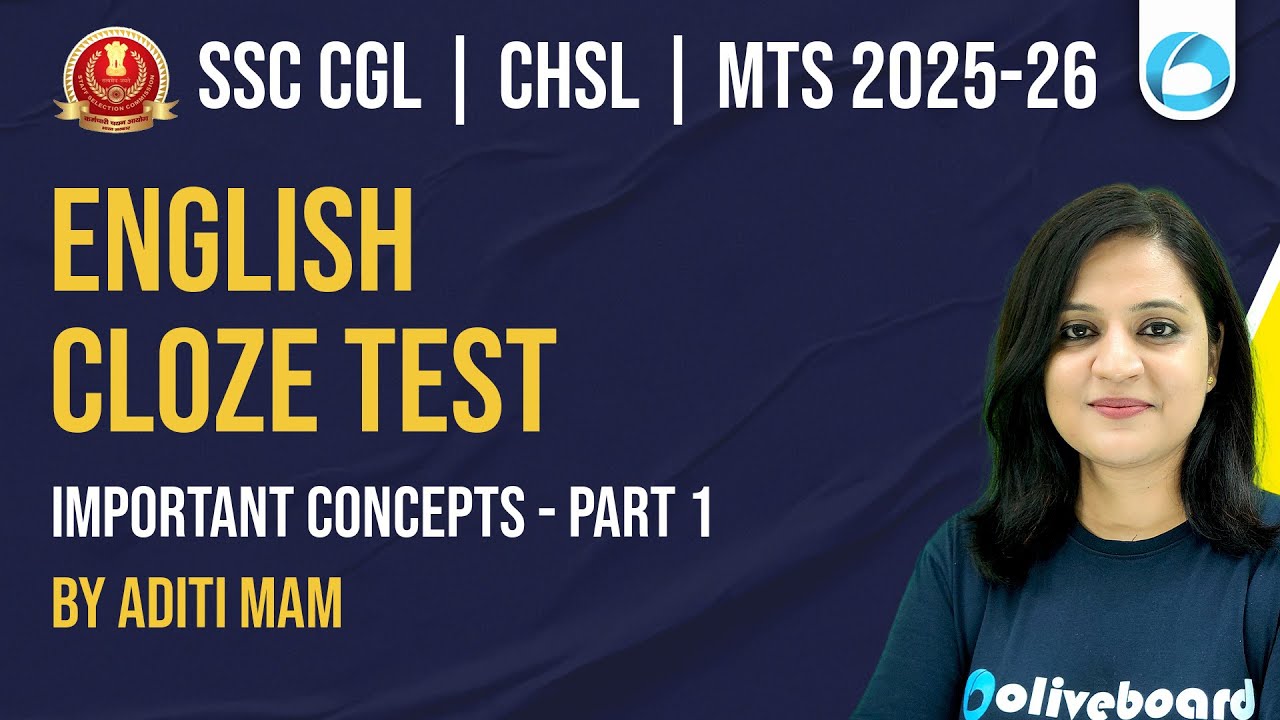 SSC CGL/CHSL/MTS English 2025-26 | Cloze Test - Important Concepts ...