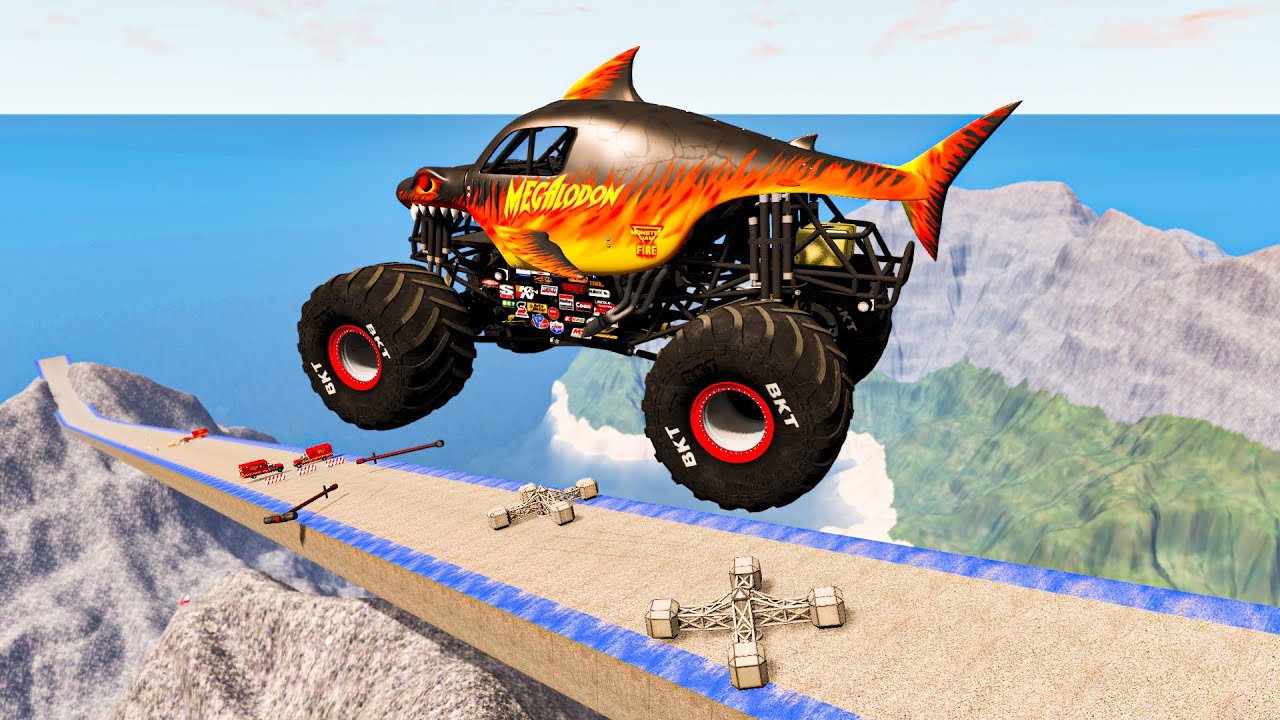 🔴 BIGFOOT Monster Trucks Sky Jumps and Crashes #4 – BeamNG Drive ...