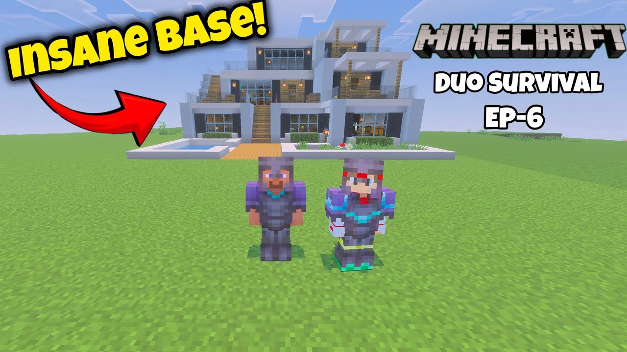 WE BUILT AN INSANE MODERN HOUSE IN MINECRAFT!🔥 |Duo Survival Series Ep ...