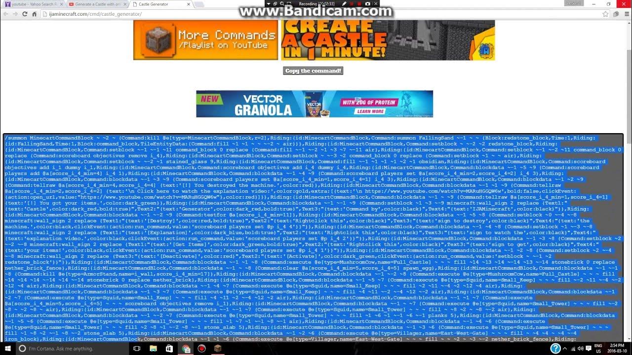 minecraft command block castle tutorial - YouTube